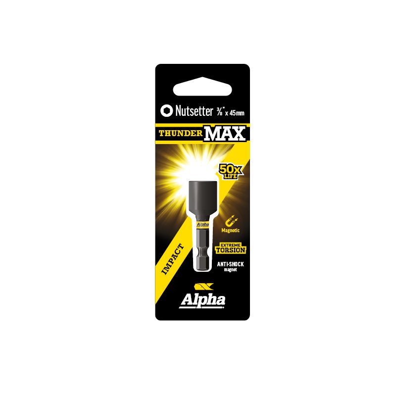 ThunderMax 3/8in x 45mm Impact Magnetic Nutsetter Carded - Alpha Tools