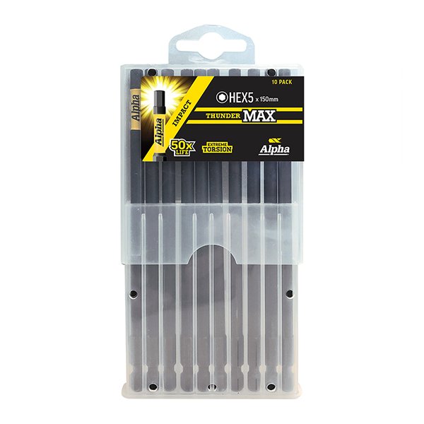 ThunderMax HEX5 x 150mm Impact Power Bit Handipack (x10) - Alpha Tools