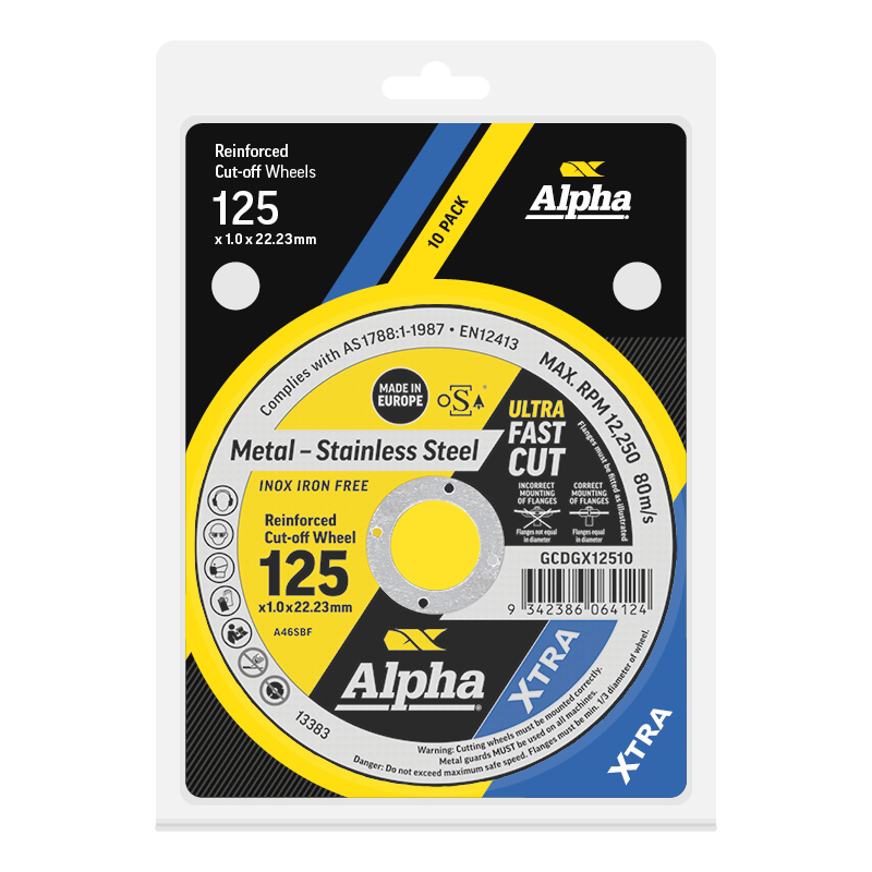 XTRA Cutting Disc 125 x 1.0mm | Carded 10 Pack - Alpha Tools
