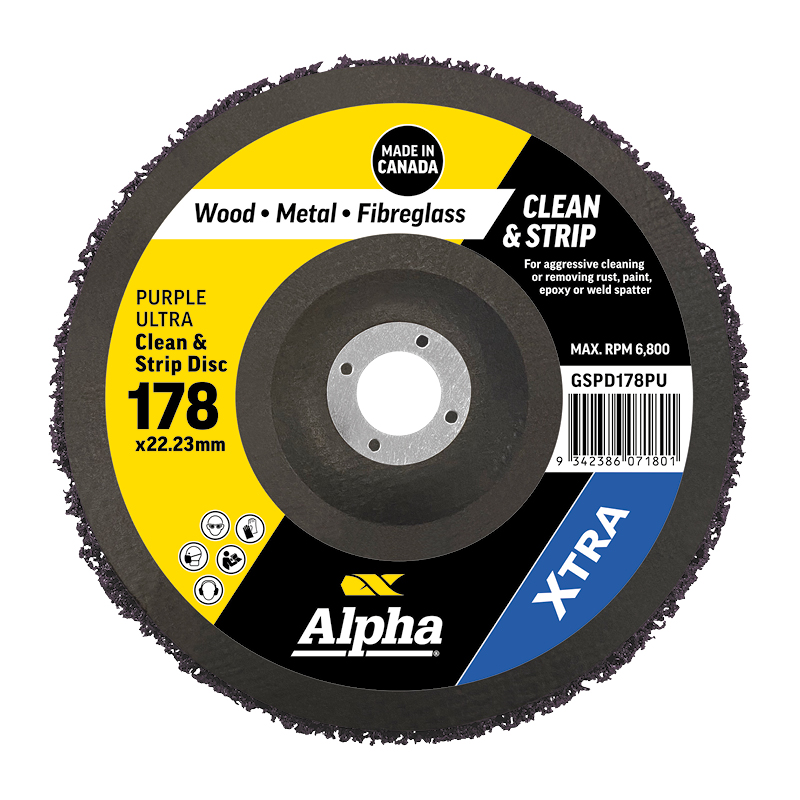 Clean & Strip Disc 178mm Purple ultra XTRA Bulk - Alpha Tools