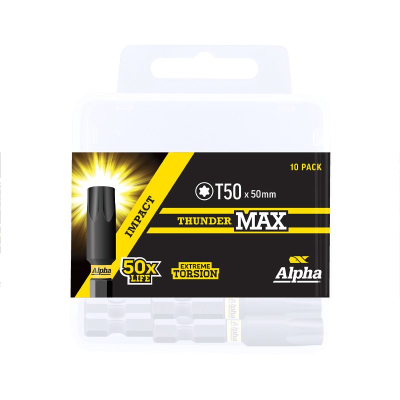 ThunderMax TX50 x 50mm Impact Power Bit Handipack (x10) - Alpha Tools