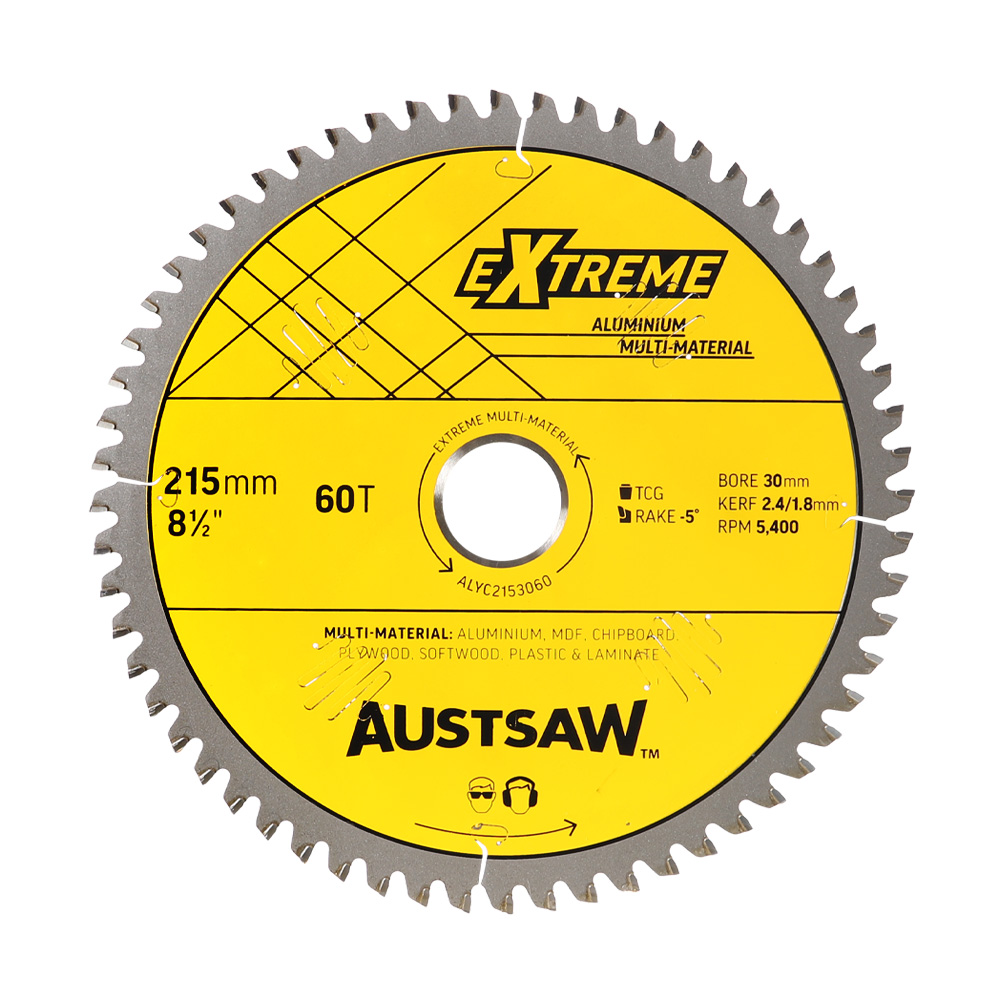 Austsaw – 215mm (8 1/2in) Aluminium Blade Triple Chip – 30mm Bore – 60 ...