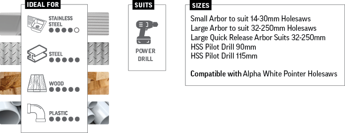 Step Tip Arbor & Pilot Drill - Alpha Tools